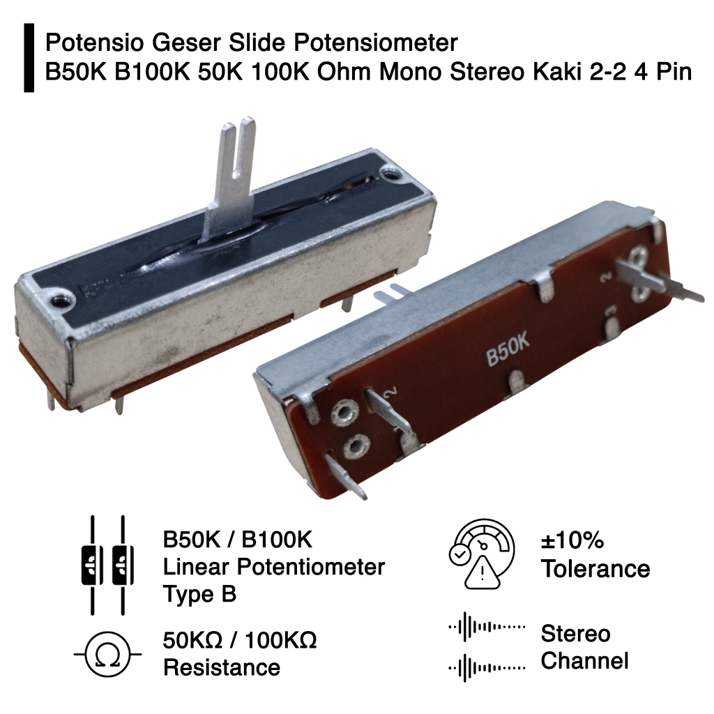 Jual Potensio Potentio Geser Slide Potentiometer Potensiometer B50K ...