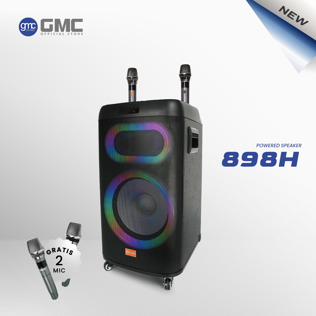 Jual GMC Speaker 898H Bluetooth Karaoke Speaker 12" 250W, USB, AUX ...