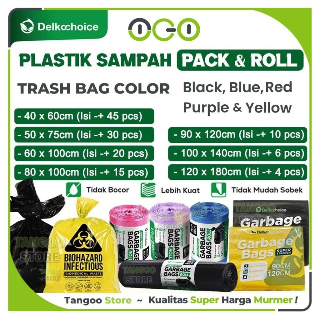 Jual Plastik Sampah Roll & Pack Hitam Warna Kantong Kresek / Trash Bag ...