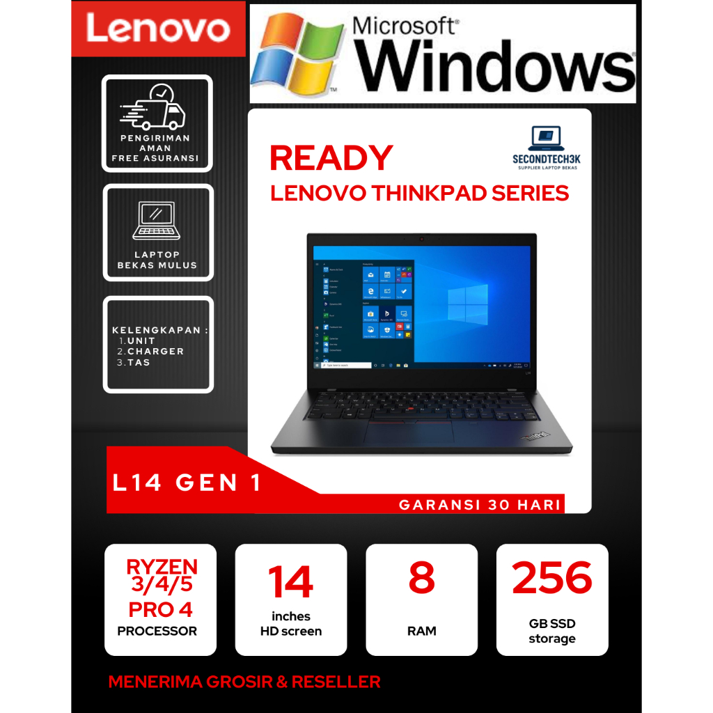 Jual LENOVO THINKPAD L14 G1 SECOND MULUS AMD 3/5/7 | INTEL I5/I7 ...