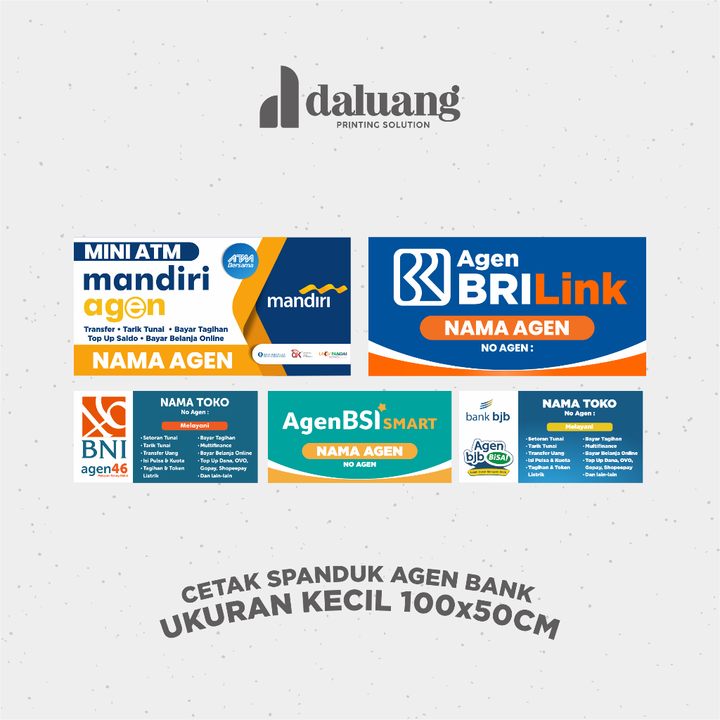 Jual 100x50cm | Spanduk Renda Banner Custom Agen Bank BRILink Mandiri ...