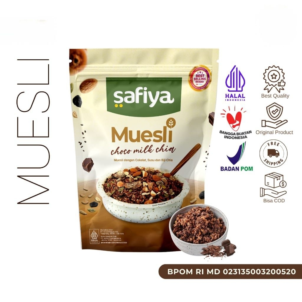 Jual Safiya Muesli Choco Milk 420 Gram With Chiaseed Sereal Oatmeal ...