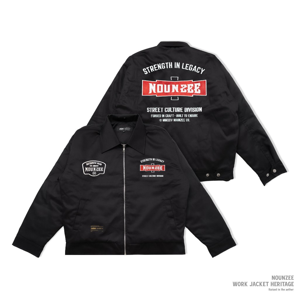 Jual Nounzee Boxy Work Jacket Heritage Jaket Hitam | Shopee Indonesia