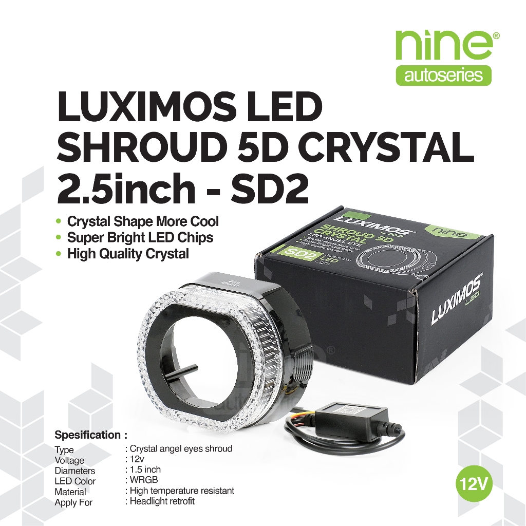 Jual LUXIMOS Shroud BMW 2.5 Inch Biled Crystal Angel Eyes 5D Ballast ...