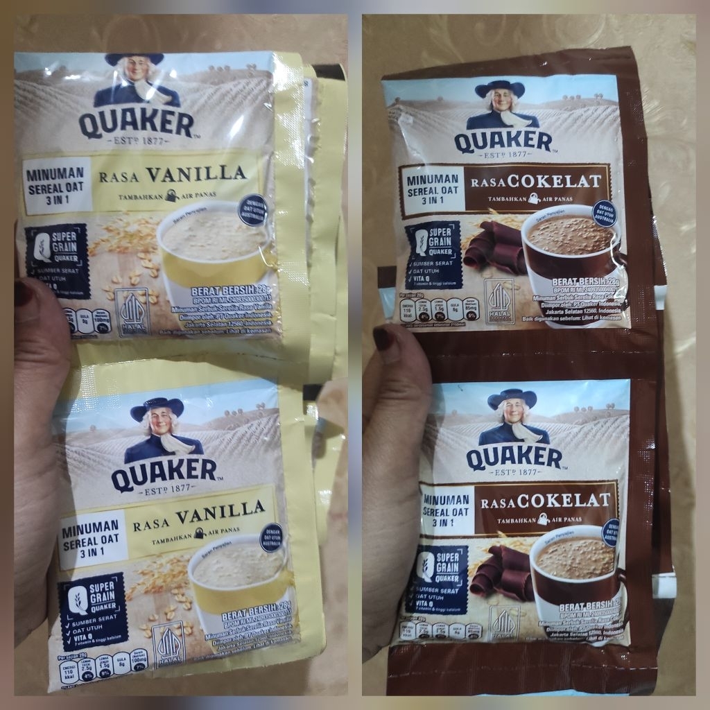 Jual QUAKER OATMEAL VANILLA,COKLAT DAN BERY BURST 28GR X 10PC | Shopee ...