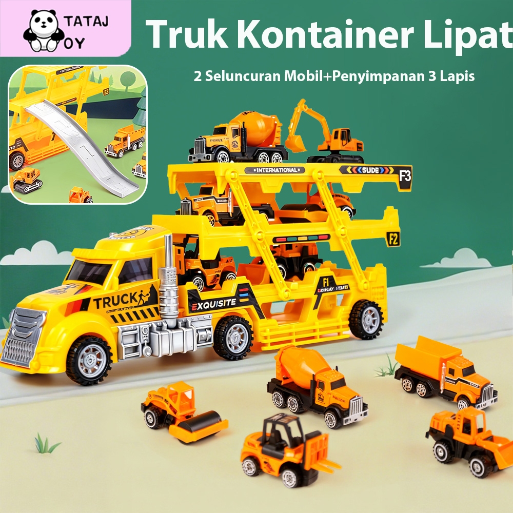Jual Tatajoy Mainan Mobil Truk Kontainer 6 IN 1 Pull Back Kendaraan ...