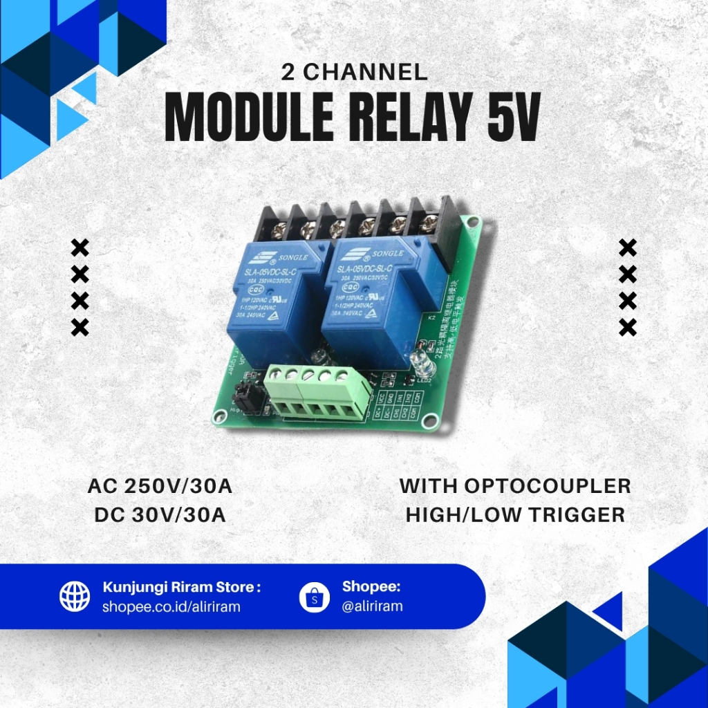 Jual RELAY MODULE 5V 30A OPTOCOUPLER ISOLATION 2 CHANNEL ACTIVE HIGH ...