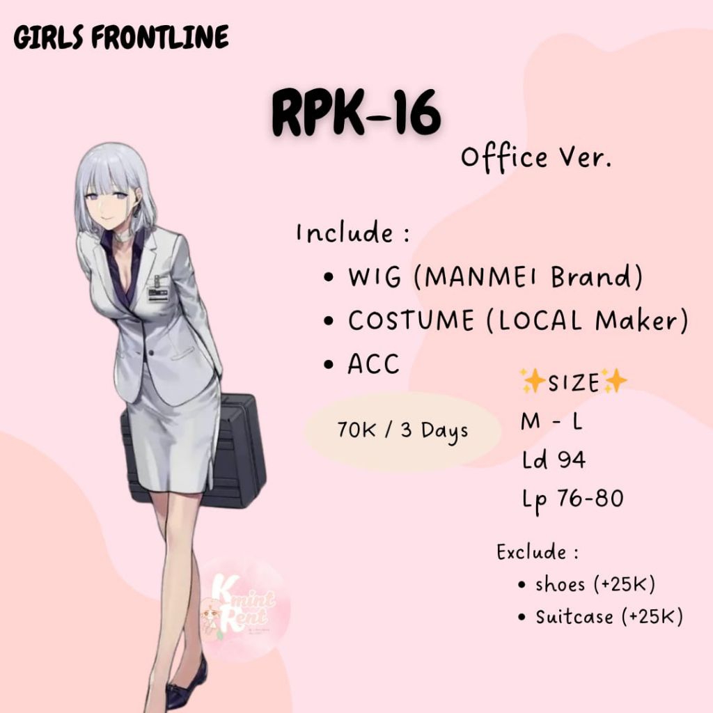 Jual RENTAL/SEWA COSPLAY GFL GIRL FRONTLINE RPK16 OFFICE VER. | Shopee ...