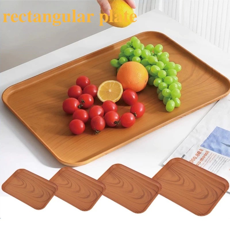 Jual Nampan Baki Tray Plastik PP Kotak Saji Makanan Minuman Motif Kayu ...
