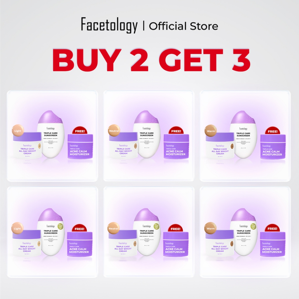 Jual [Free Acne Calm Moist 10ml Pot] Facetology Bundling Triple Care ...
