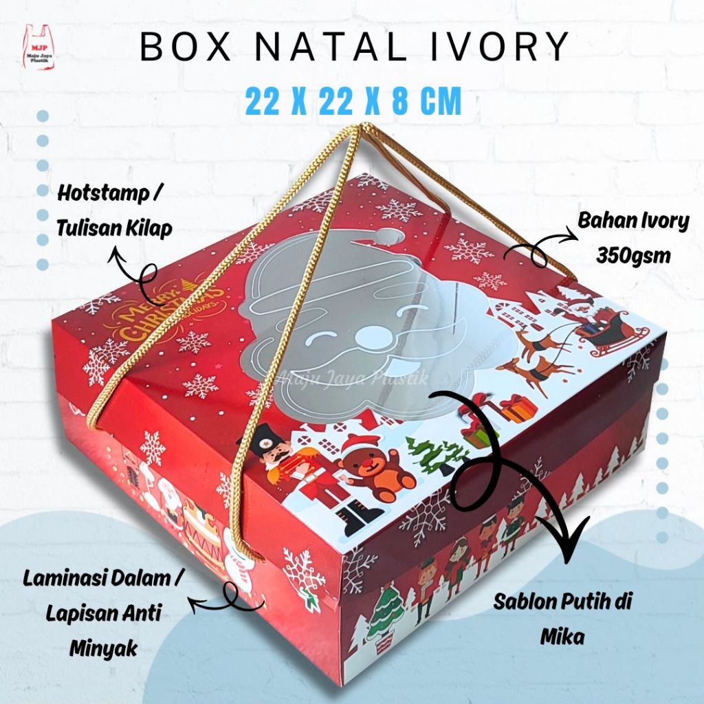 Jual Box Natal 22x22x8 cm Laminasi + Mika & Tali – Dus Hampers Gift Box ...