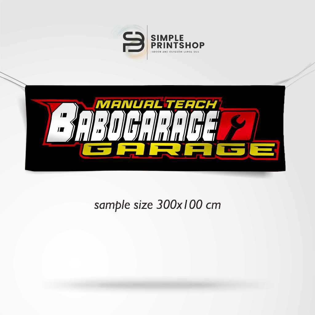 Jual cetak banner 300x100 cm spanduk bengkel motor garage custom desain ...
