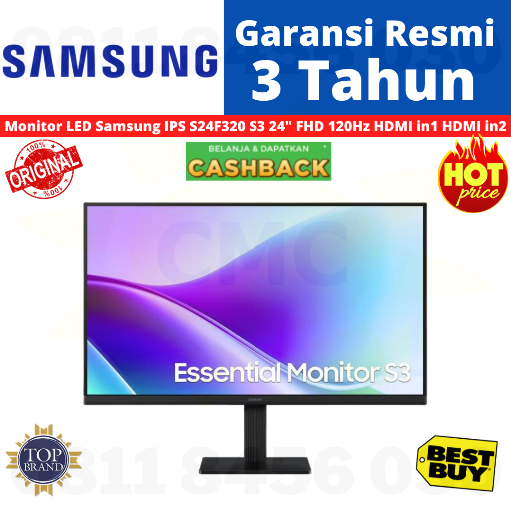 Jual Monitor LED Samsung 24" LS24F320GA IPS 1080p FHD 120Hz HDMI LS24F330EA RESMI | Shopee Indonesia