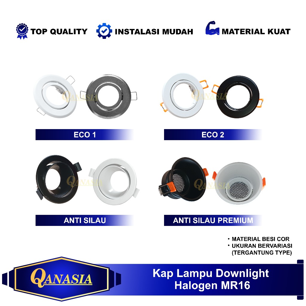 Jual Kap Lampu Sorot Spotlight Tanam Plafon Fitting MR16 Untuk Rumah ...