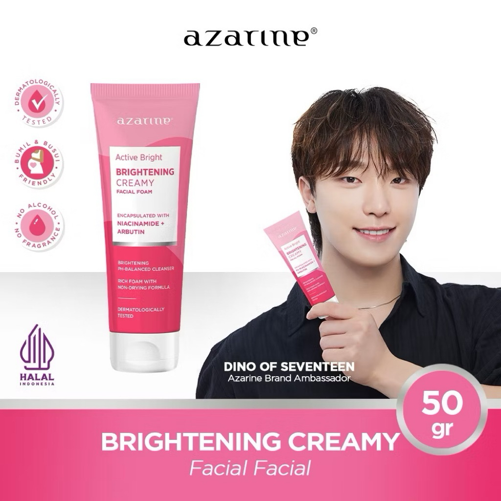 Jual AZARINE Active Bright Creamy Face Wash 50ml | Shopee Indonesia