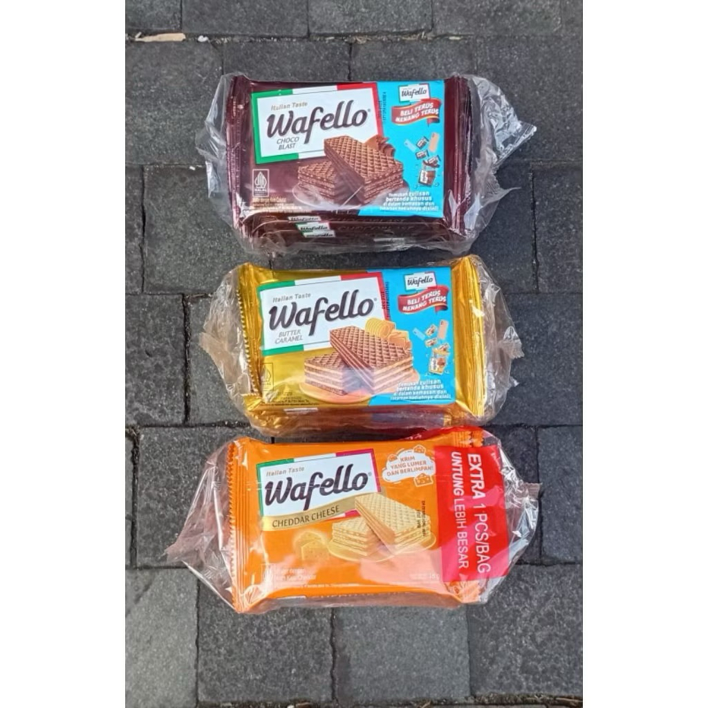 Jual Wafer Wafello Caramel Cokelat Cheese 10 pcs @43g (EXTRA 1 PCS ...