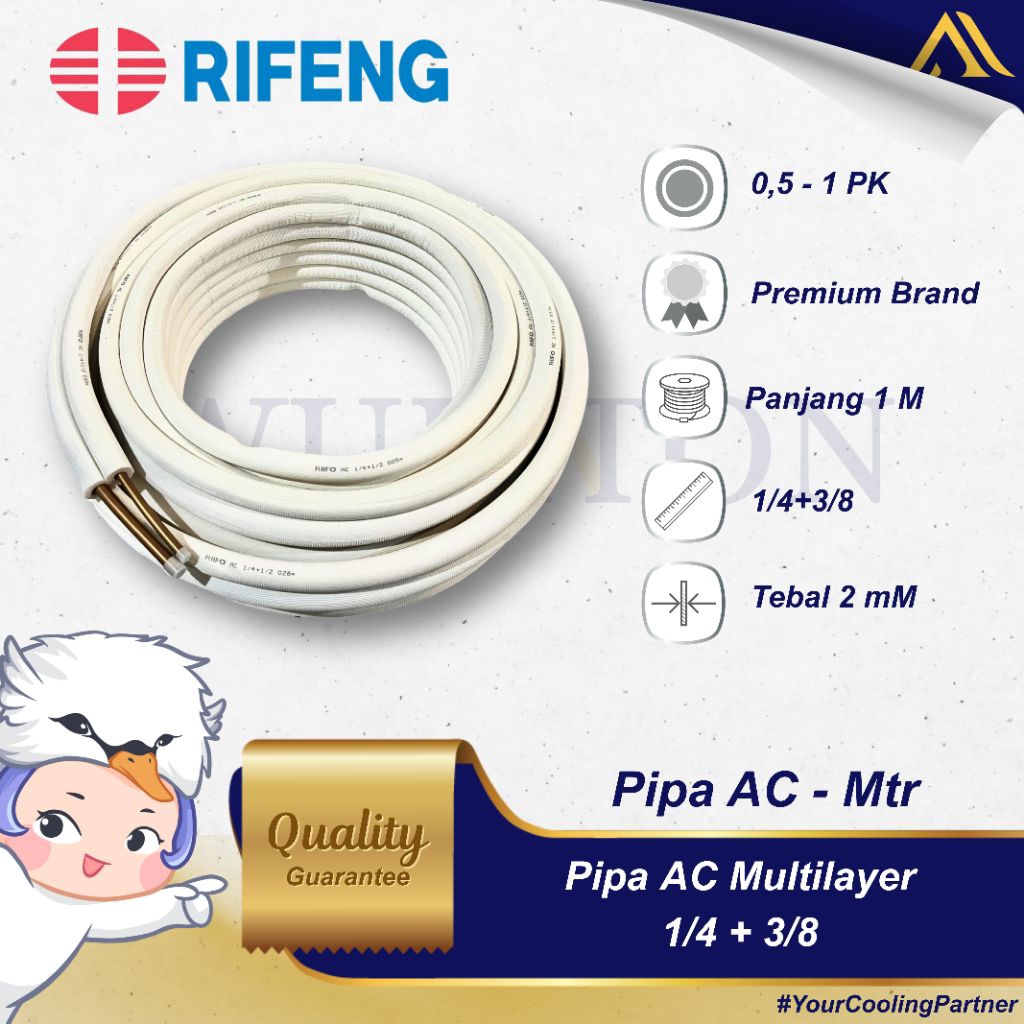 Jual Pipa AC Multilayer + Insulasi AC Rifeng 0,5 PK - 1 PK Ukuran 1/4 ...