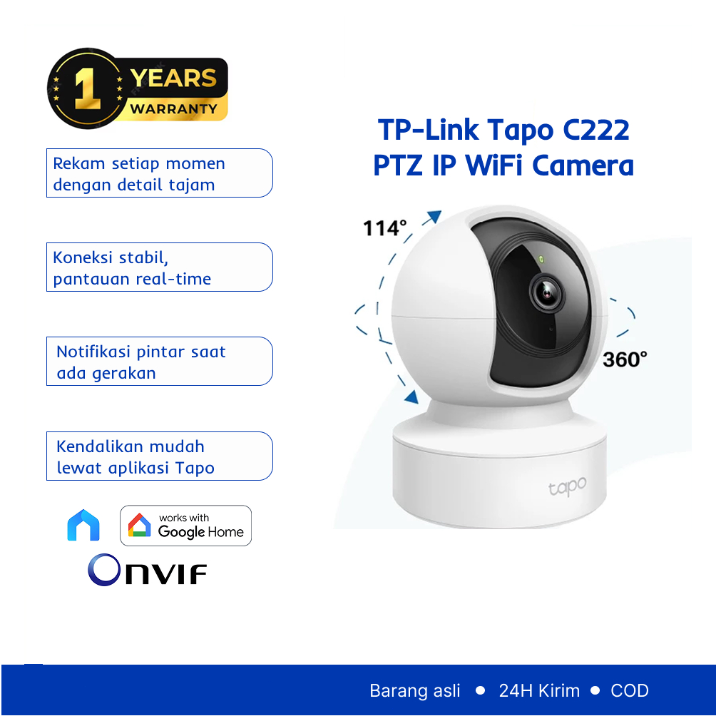Jual TP-Link Tapo C222 PTZ IP WiFi Camera | 2MP HD | Indoor | Video 1/3 ...