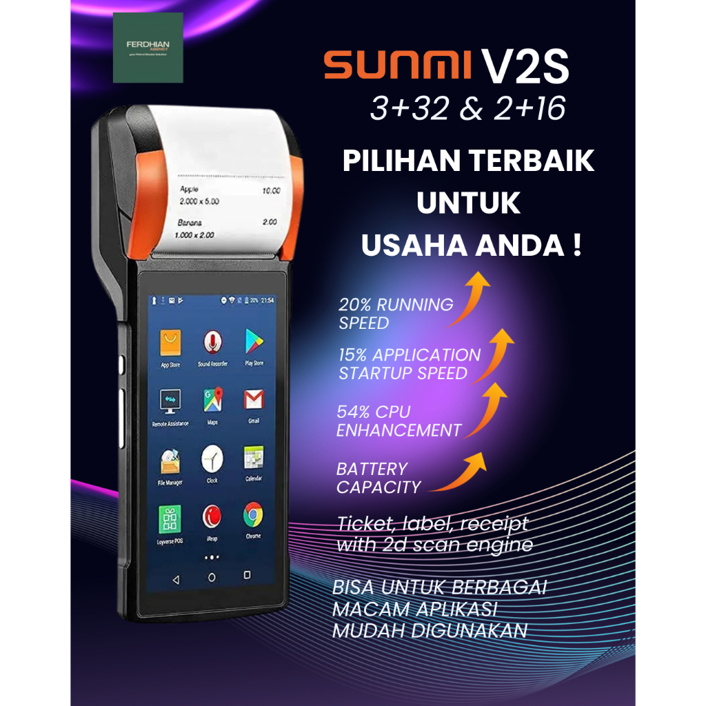 Jual Mesin Kasir Android Printer Scanner Sunmi V2S NFC 2D ANDROID ...