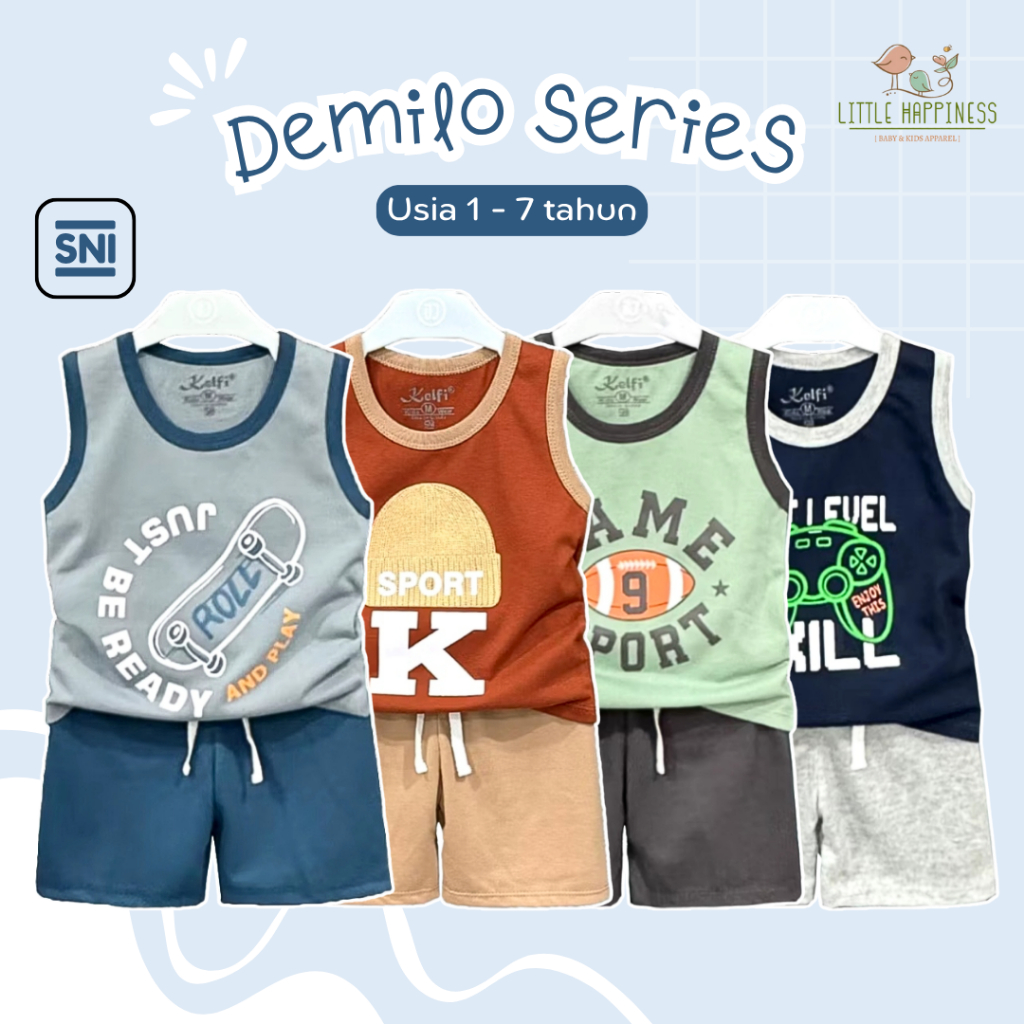 Jual DEMILO SERIES ~ Setelan Baju Singlet Anak Laki Laki Usia 1-7 Tahun ...