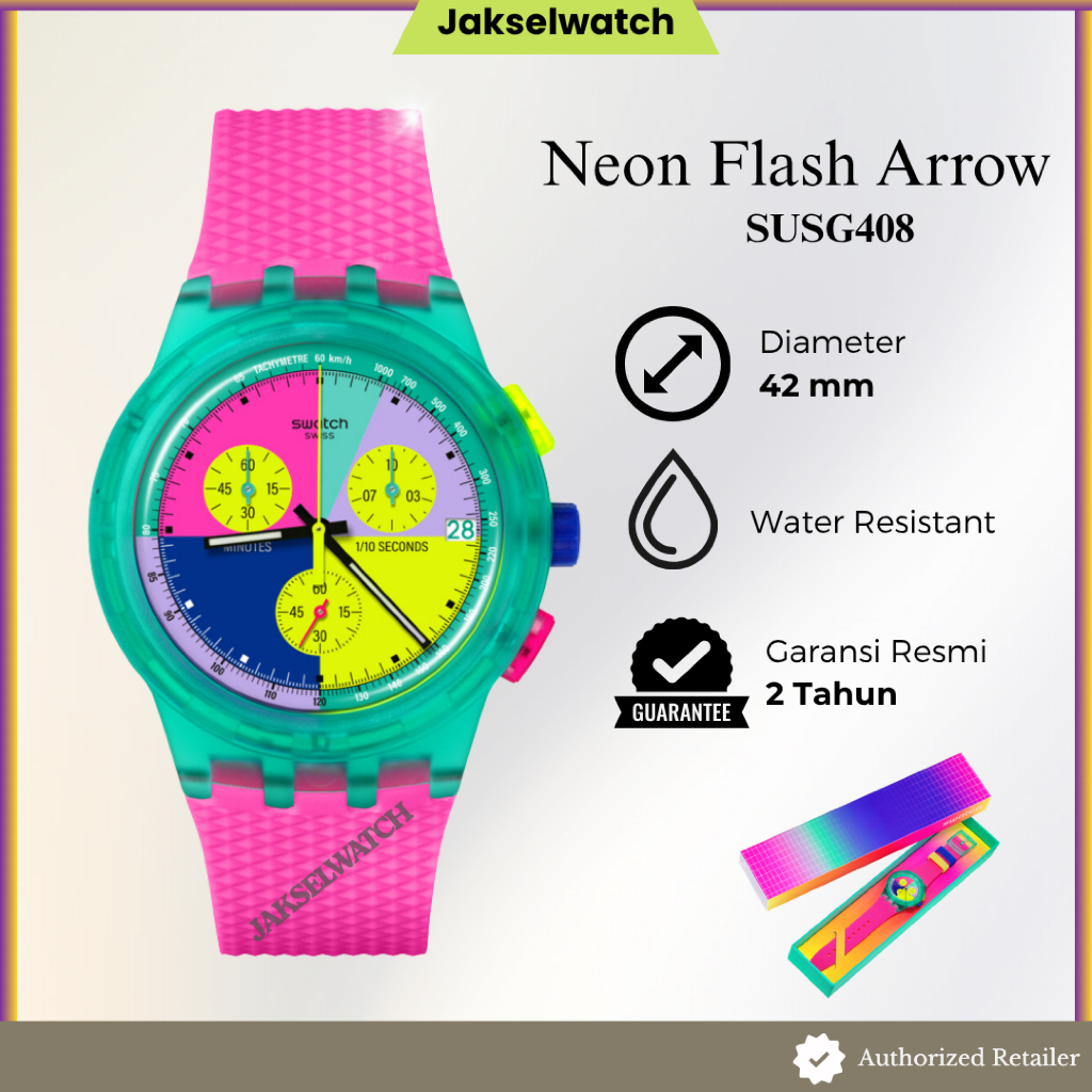 Jual Jam Tangan Wanita Swatch Neon Flash Arrow SUSG408 Original Garansi ...