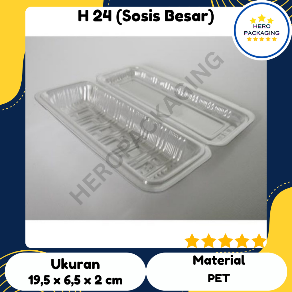 Jual Mika Sosis Besar H 24 (ISI 50 PCS) Mika PET Tray Kue Packaging ...