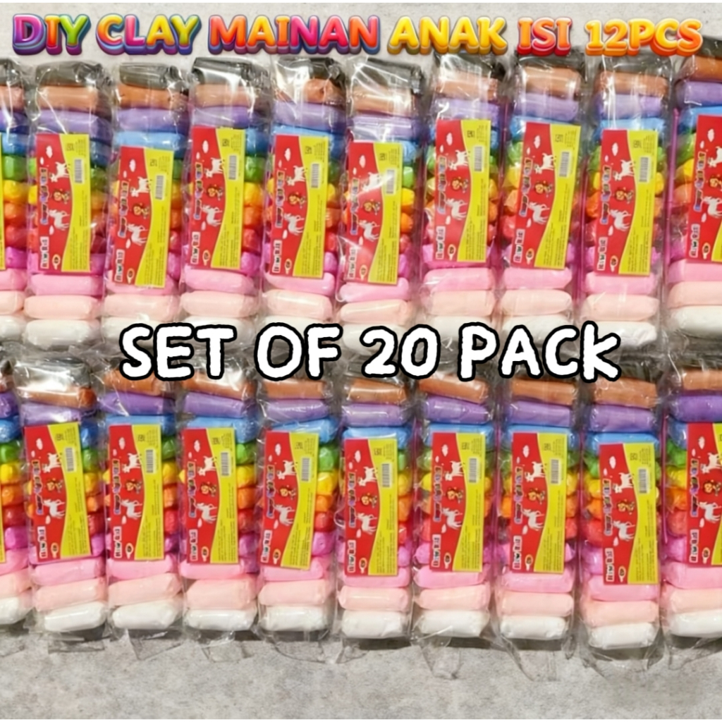 Jual Set Of 20 Packs Clay ( 1Pack/12 Colors ) DIY Light Clay Set Mainan ...