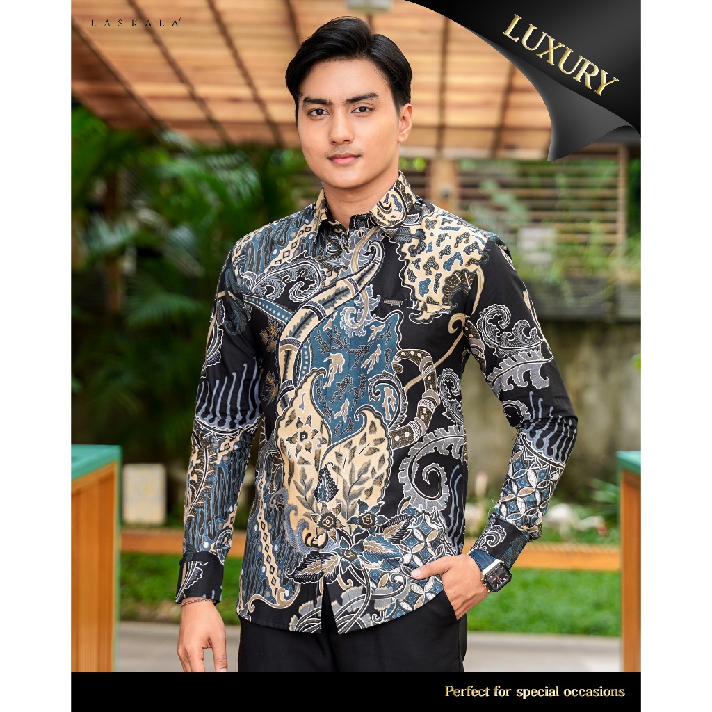 Jual Laskala Batik Premium Adiwangsa Black Kemeja Batik Pria Slimfit ...