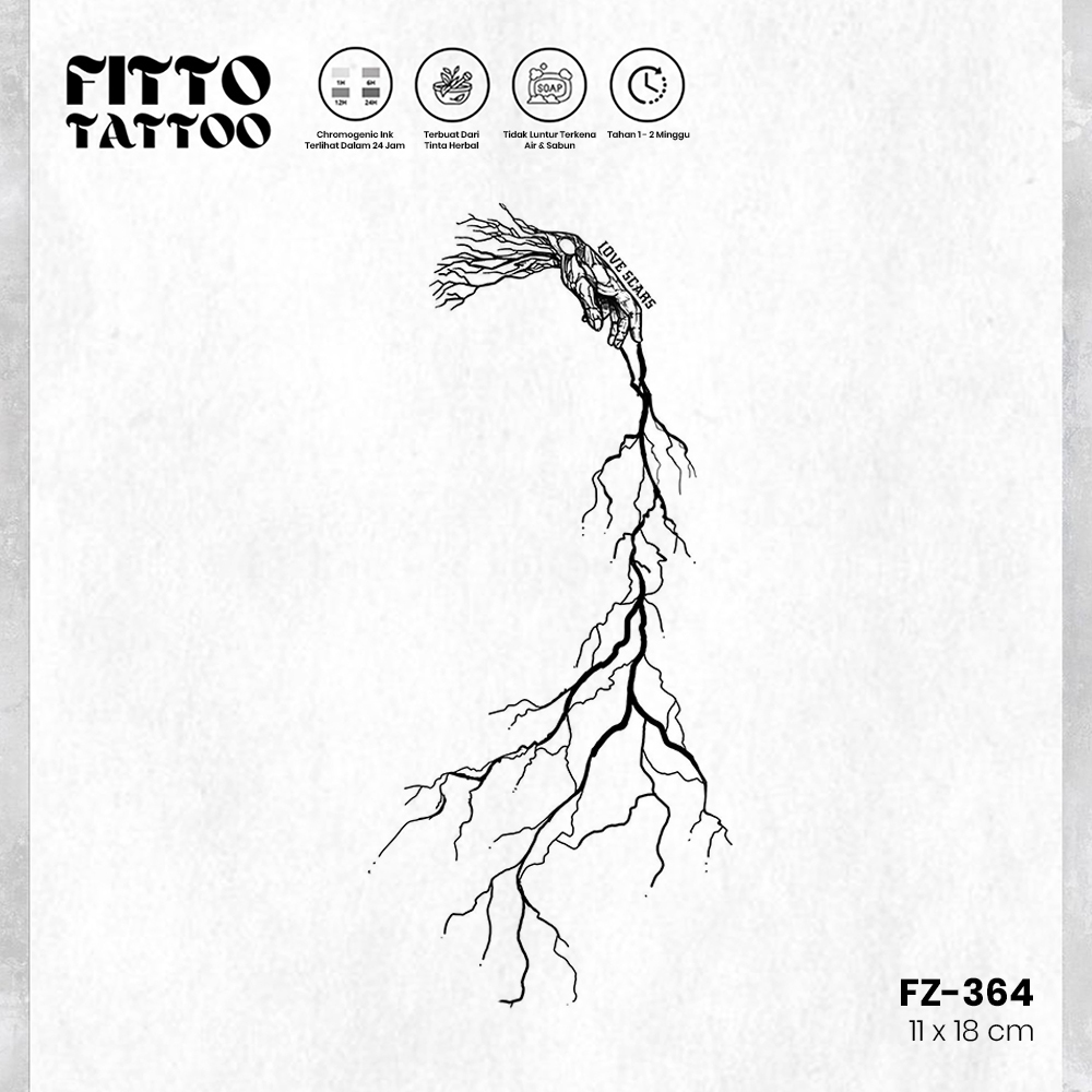 Jual Tato Temporer Sementara Fruit Ink Tatto Petir Pohon Akar Tahan ...