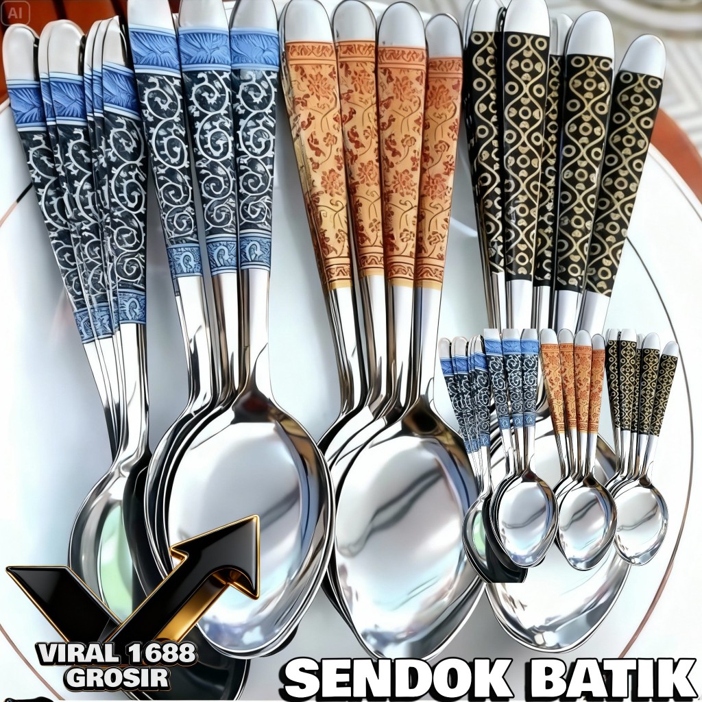 Jual VIRAL | SENDOK BATIK STAINLESS 1 LUSIN 12 PCS / GARPU , SENDOK ...