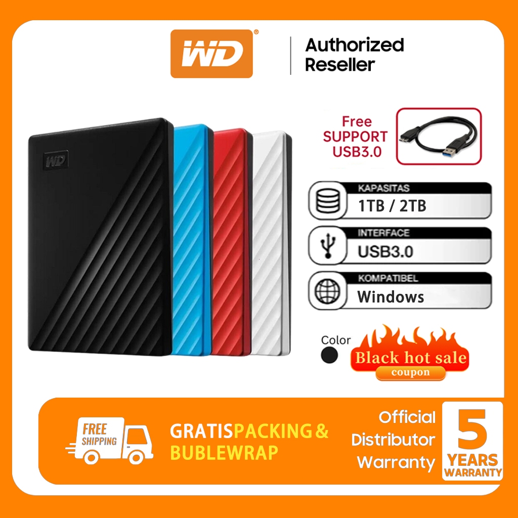 Jual WD My Passport Portable 1TB/2TB Extemal Hard Disk Drive HDD USB 3. ...