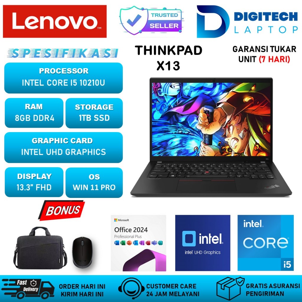 Jual Lenovo Thinkpad X13 Intel Core i5 10210U 1TB SSD 13.3" FHD IPS ...