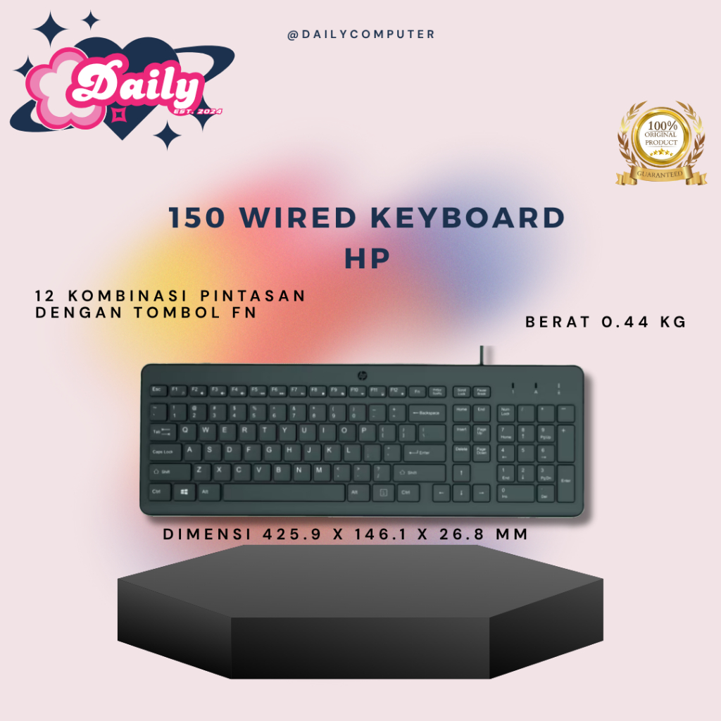 Jual Keyboard HP 150 Kabel USB Full Size Original – Keyboard Tahan Lama ...