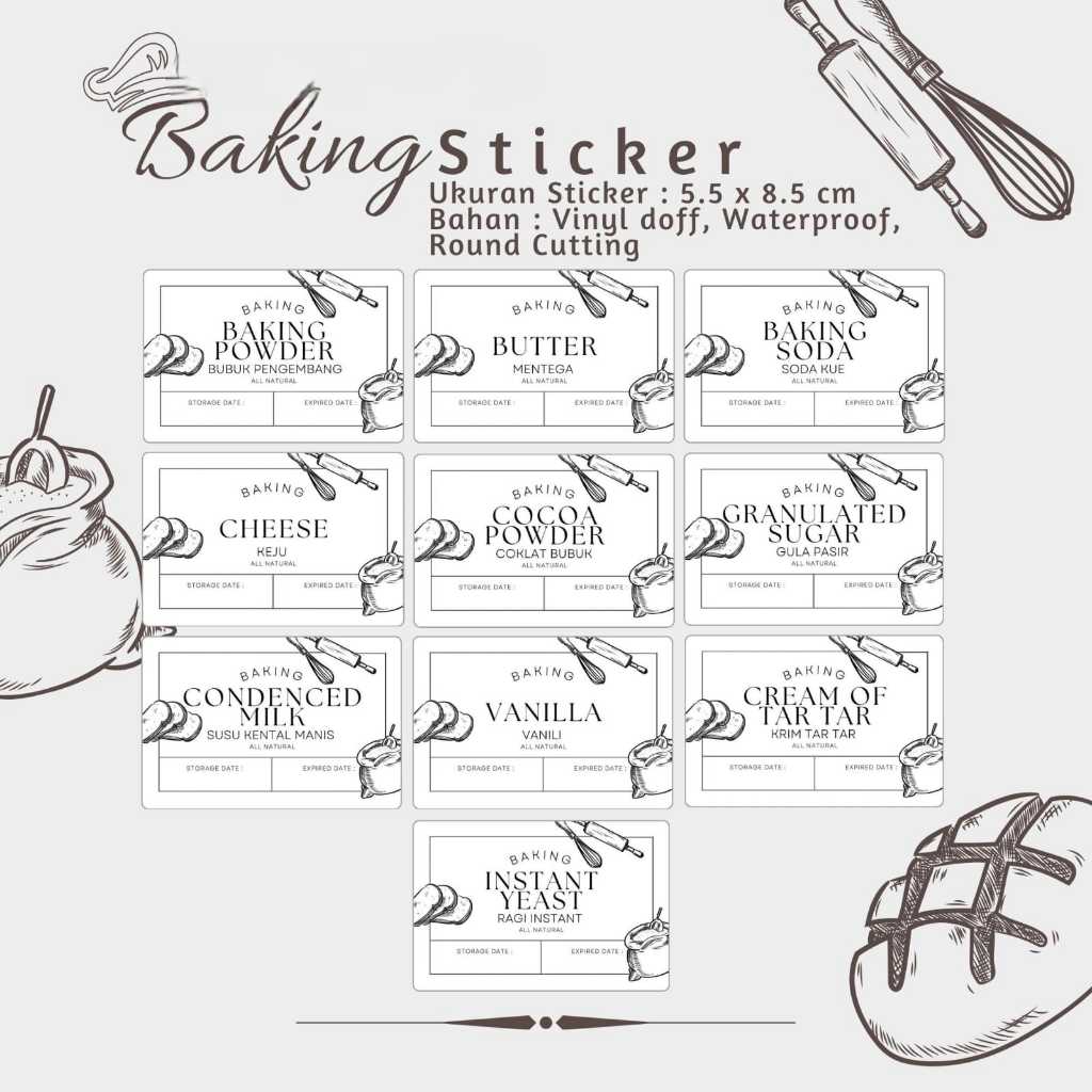 Jual Stiker Baking satuan , Bahan Premium Vinyl Doff Waterproof, ukuran ...