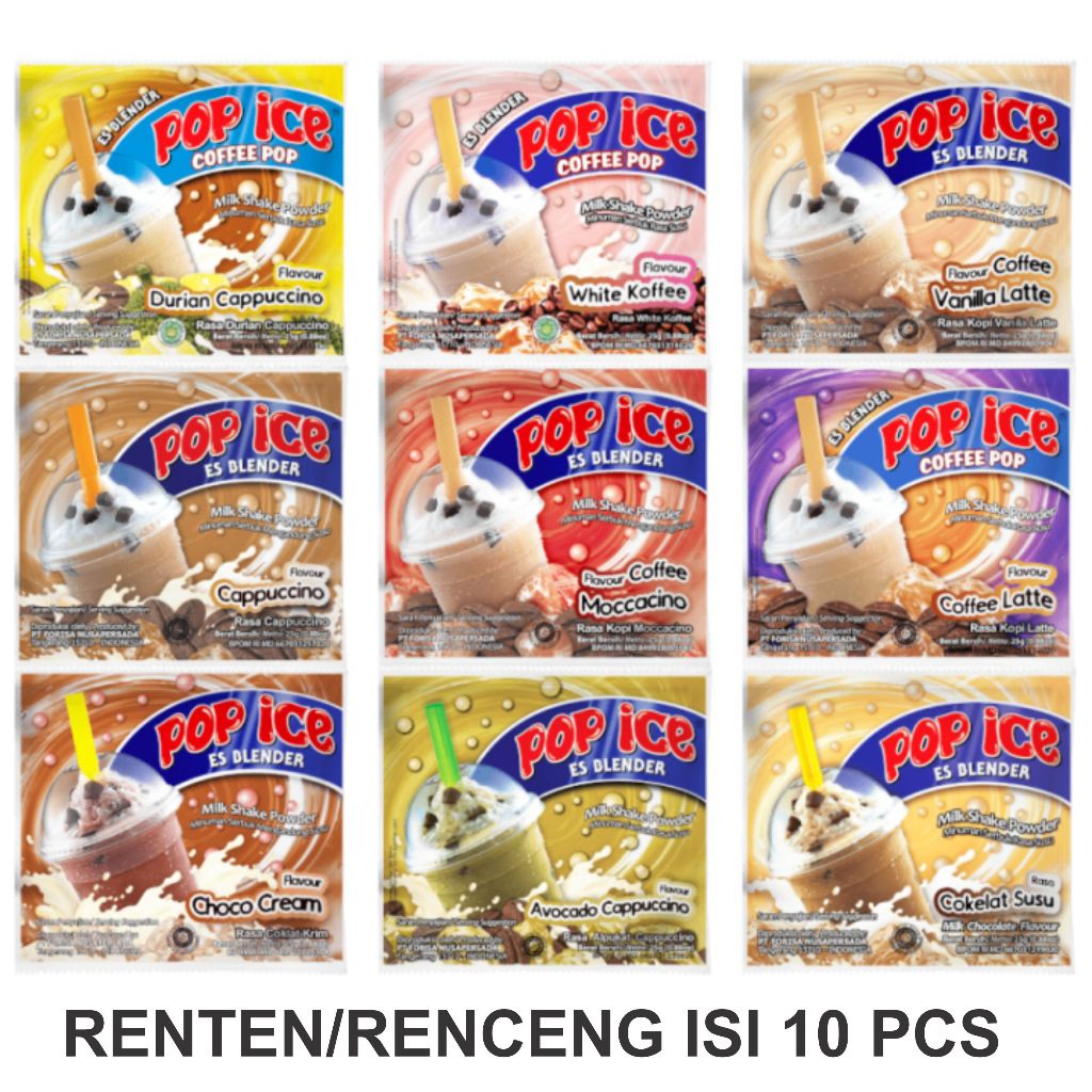 Jual POP ICE Aneka Rasa 1 Renceng Isi 10 Sachet Minuman Bubuk Instan ...