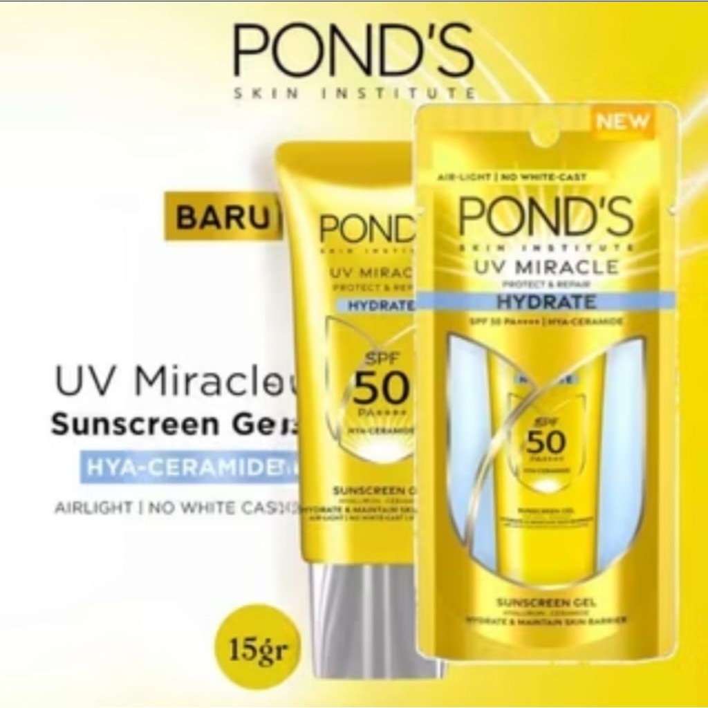 Jual PONDS MIRACLE SUNSCREEN GEL HYDRATE SPF 50 PA+ 15G EXP02/28 ...