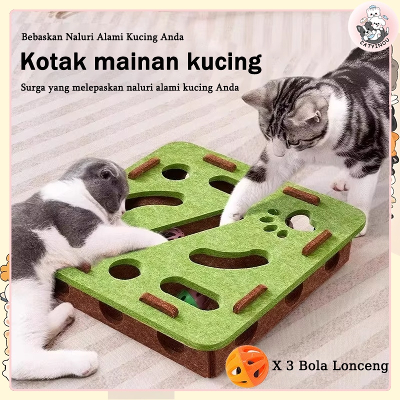 Jual Mainan Kucing Puzzle Felt Kotak dengan Bola Mainan Berburu untuk ...