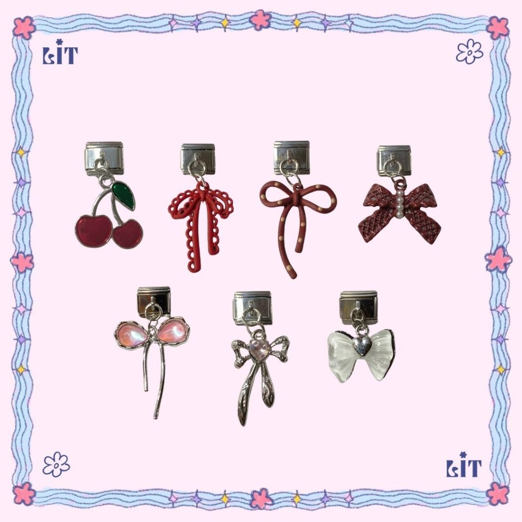 Jual Dangle Italian Charm Silver Part 4 - LIT HOUSE Coquette Ribbon ...
