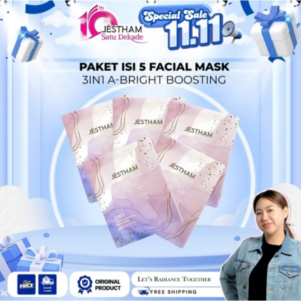 Jual Jestham Paket isi 5 Facial Mask 3IN1 a-Bright Boosting | Shopee ...