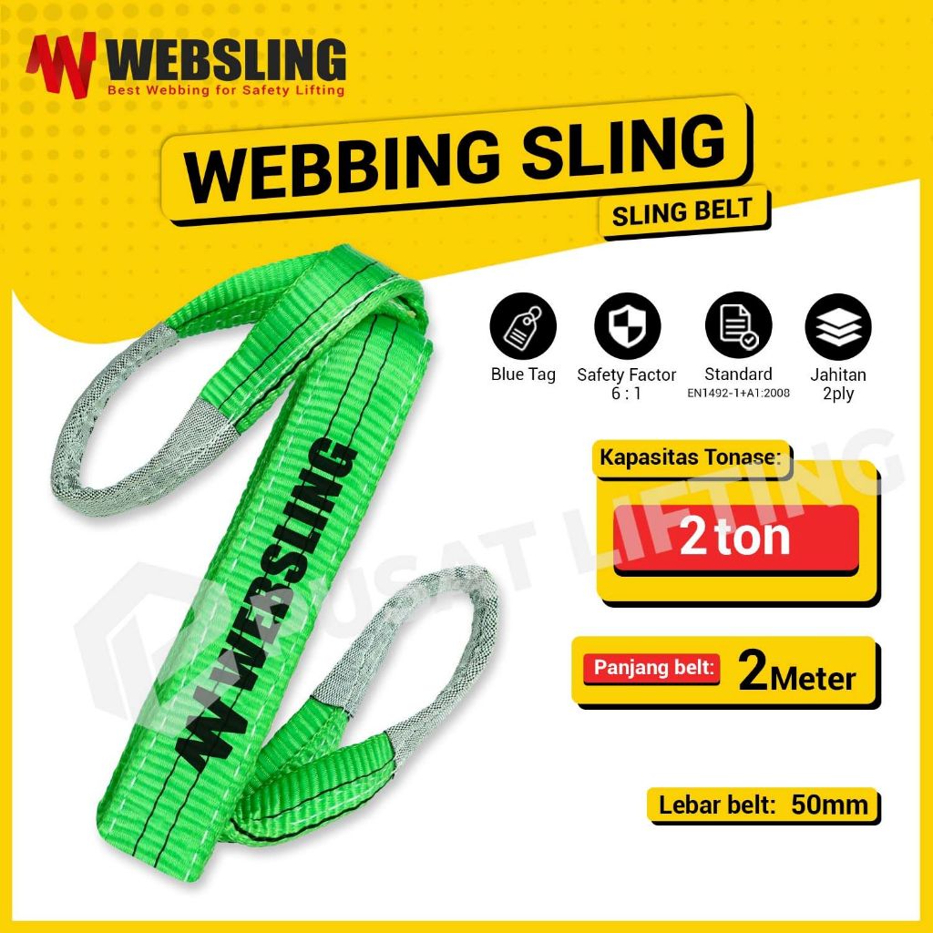 Jual Webbing Sling 2 Ton 2 Meter WEBSLING Sling Belt Double Ply ...