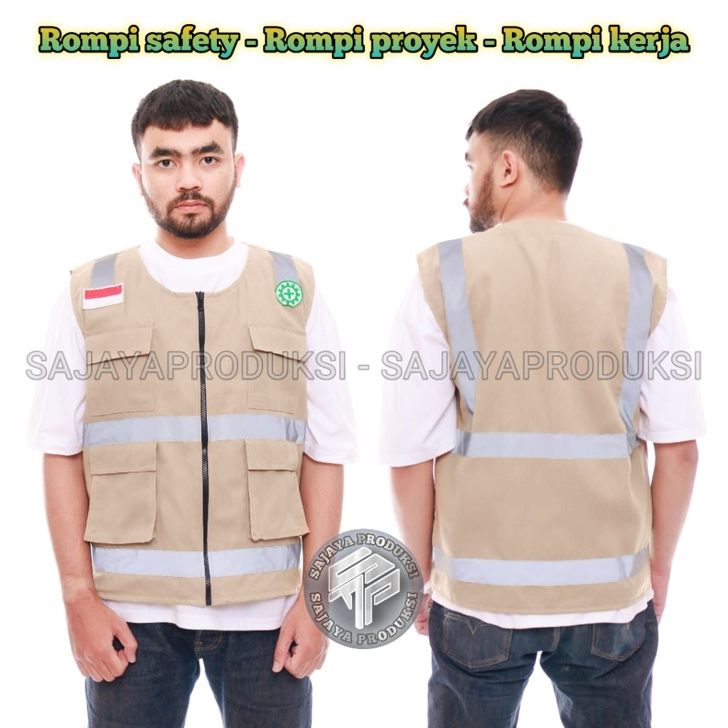 Jual Rompi safety k3 / Rompi kerja khaki / Rompi proyek | Shopee Indonesia