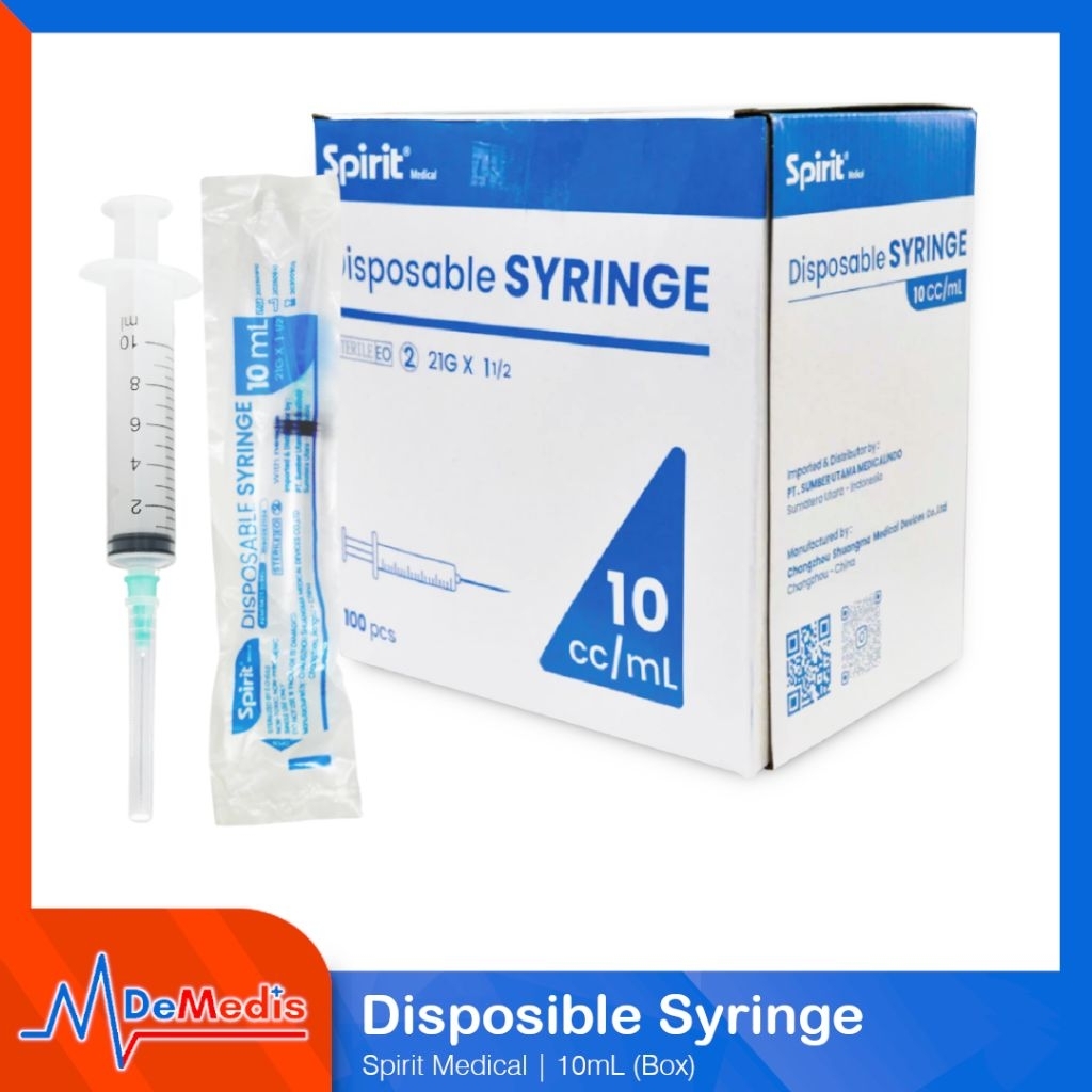 Jual Spuit 3mL 5mL 10mL SPIRIT MEDICAL Syringe With Needle Suntikan ...