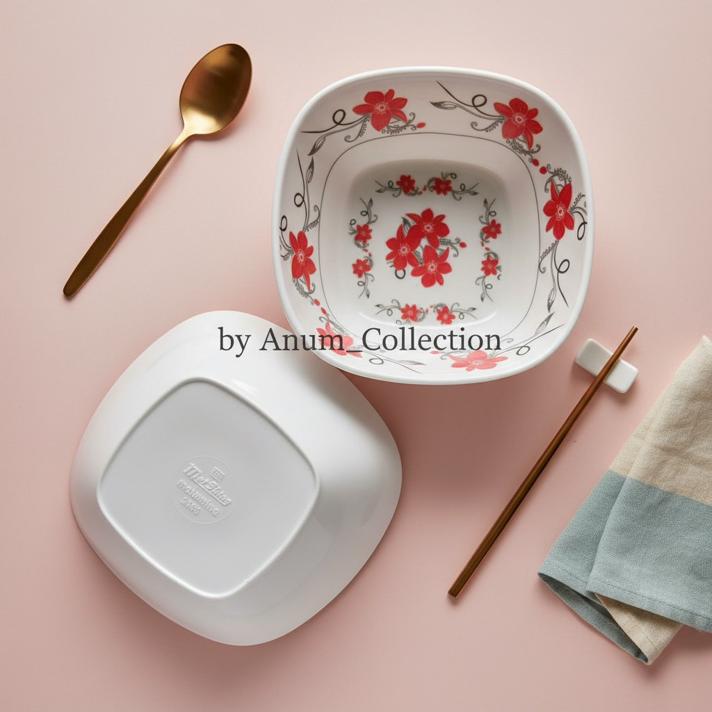 Jual Mangkok Melamine Persegi Motif Bunga Tebal Anti Panas 15cm ...
