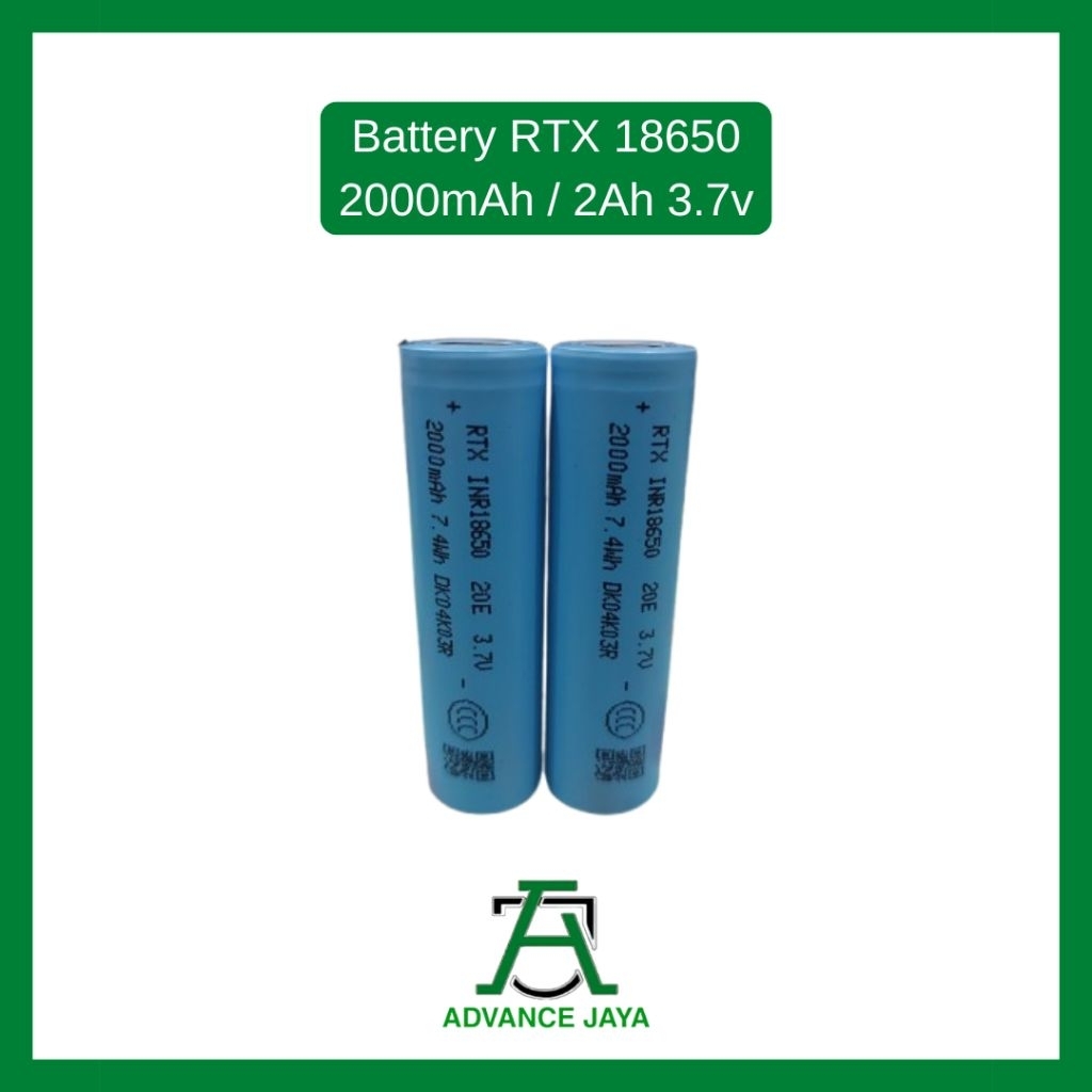 Jual Battery RTX 18650 2000mAh / 2Ah 3.7v ( New Condition ) | Shopee ...