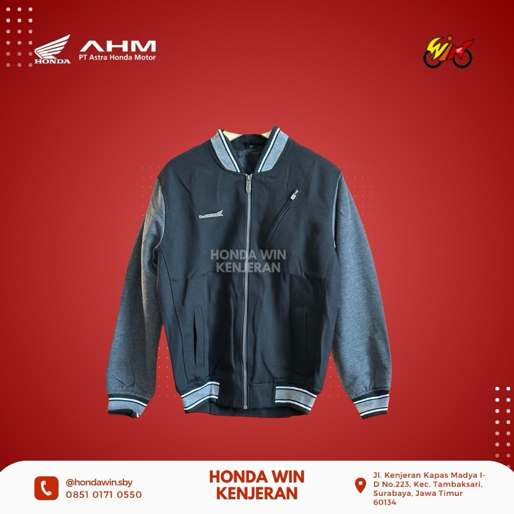 Jual Jaket Sepeda Motor Varsity Beat Honda ASLI One Heart hitam abu ...
