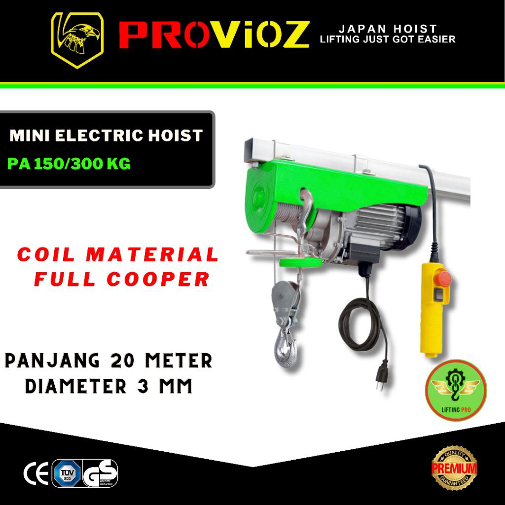 Jual Mini Electric Hoist PA150 / 300 KG PAJANG 20 METER/ Mini Electric ...