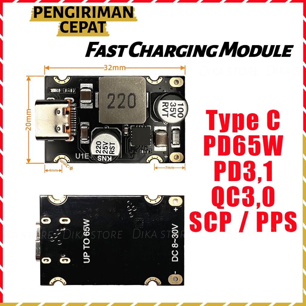 Jual Pengisian Baterai Module Step Down Fast Charging Type-C PD 65W DC ...