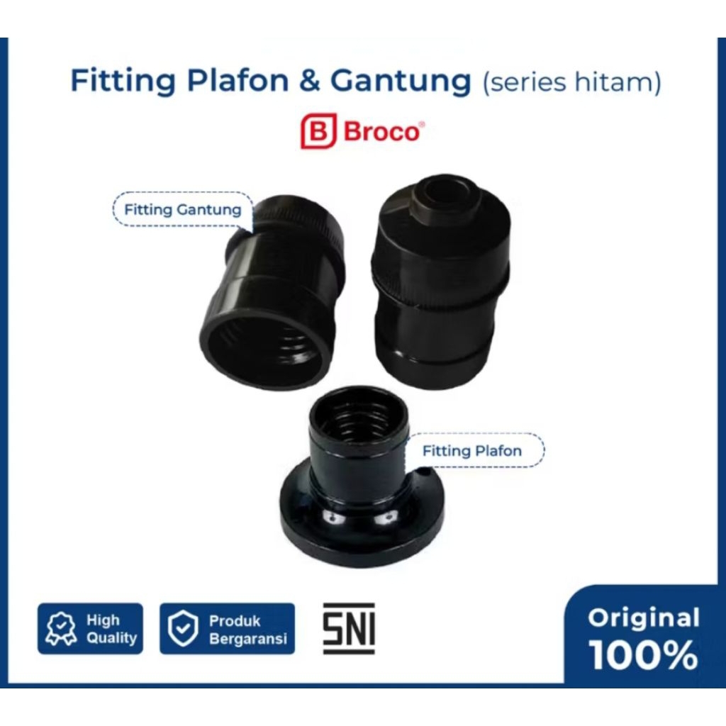 Jual BROCO Fiting pitingan lampu gantung hitam original kemasan 12pcs ...