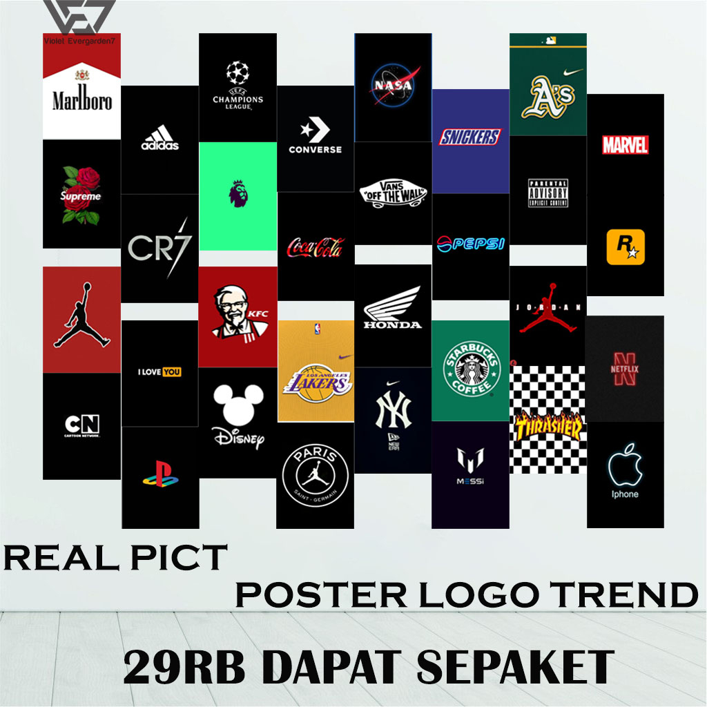 Jual POSTER HIASAN DINDING BRAND LOGO//POSTER KASUAL/ FREE STICKER ...