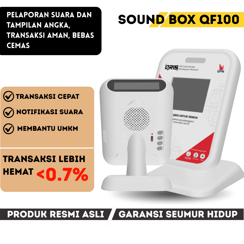 Jual CAHAYA QRIS Sound Box QF100 Mesin Pembayaran Digital dengan ...